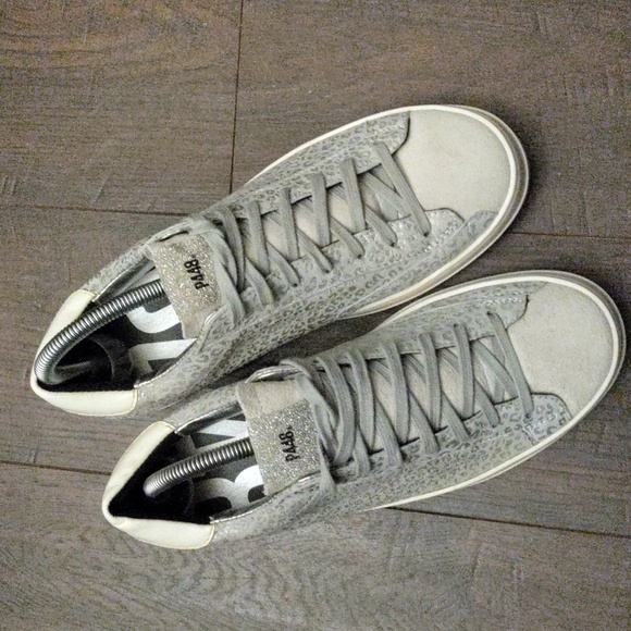 P448 | Shoes | P448 John Silver Metallic Glitter Leopard Print Low Top ...